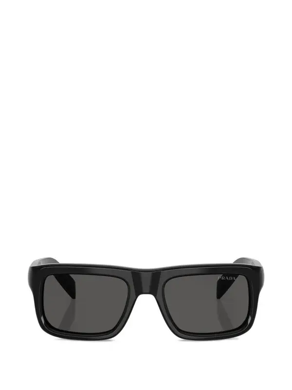 Prada Logo-detail Rectangle Sunglasses - Black