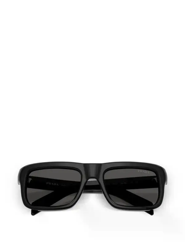 Prada Logo-detail Rectangle Sunglasses - Black