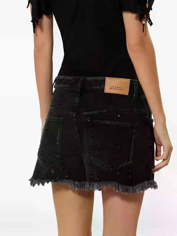 Isabel Marant Étoile Cut-out Frayed-hem Denim Shorts