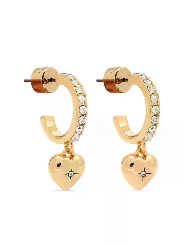 COACH Heart Crystal-embellished Hoop Earrings - Gold
