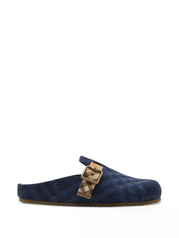 Burberry Check Denim Urchin Clogs - Blue