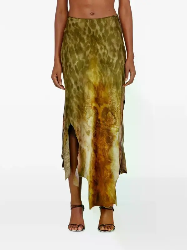 DIESEL® Asymmetric Animal-print Skirt