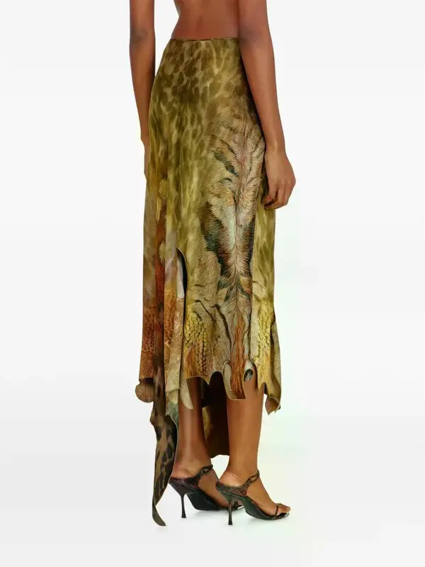 DIESEL® Asymmetric Animal-print Skirt