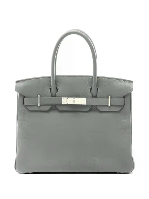 Hermès 2025 Silver Hardware Leather Handbag - Grey