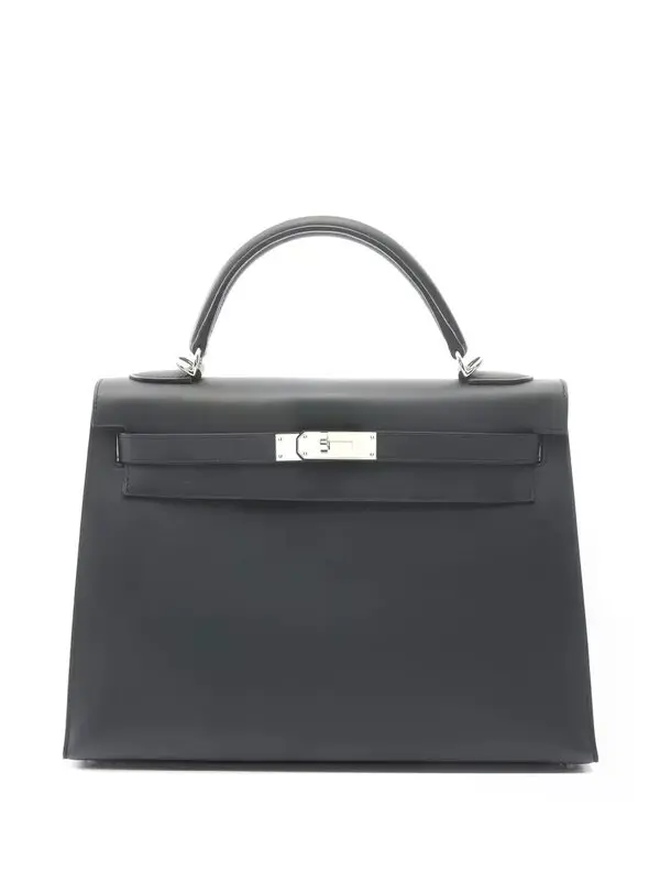 Hermès 2016 Kelly 32 Silver Hardware Leather Tote Bag - Blue