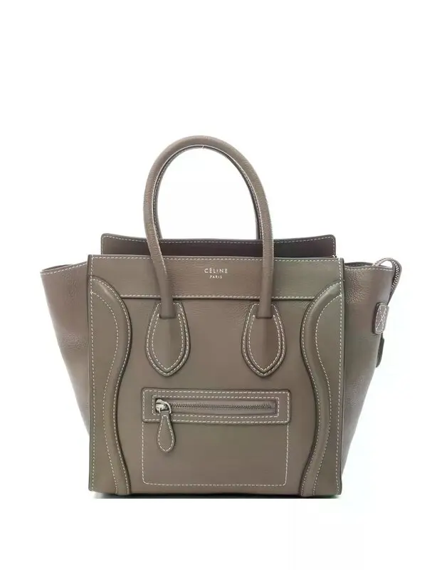 Celine 2000s Leather Shopper Handbag - Brown