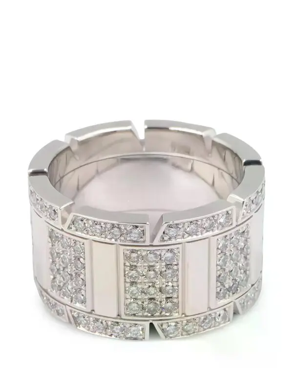 CARTIER 2010s Tank Française Diamond Ring - Silver