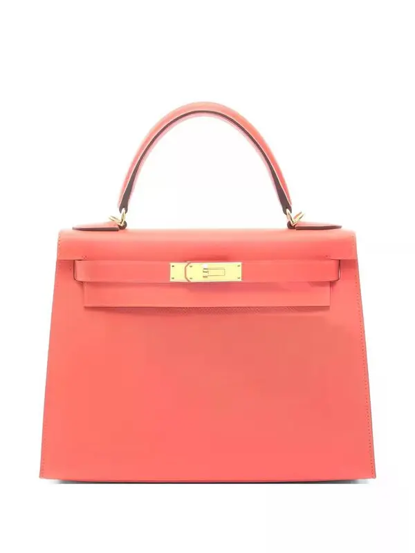 Hermès Kelly 28 Grained Leather Handbag - Orange