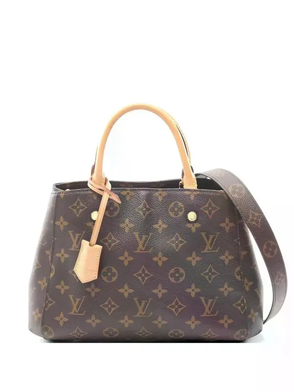 LOUIS VUITTON 2019 Montaigne Monogram Leather Tote Bag - Brown