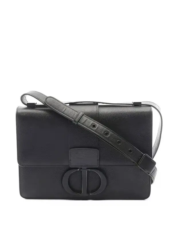Dior 2010s 30 Montaigne Leather Satchel Bag - Black