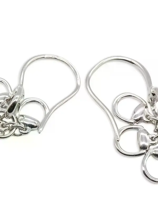 Gucci 18k White Gold Horsebit Drop Earrings