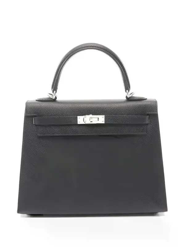 Hermès 2021 25 Kelly Textured Leather Handbag - Black