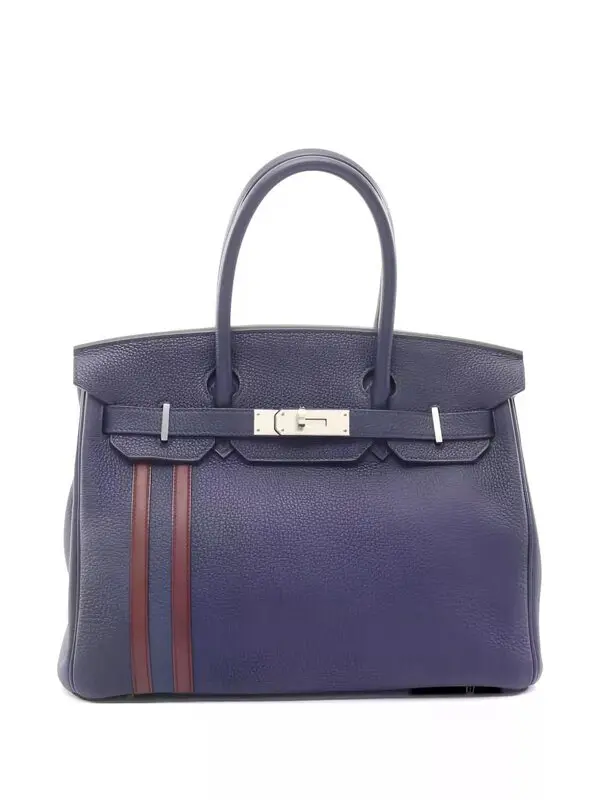 Hermès 2018 30 Birkin Leather Tote Bag - Blue