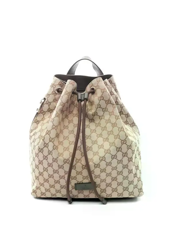 Gucci 2010s Canvas Leather Backpack - Neutrals