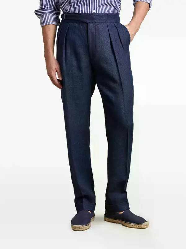 Ralph Lauren Purple Label Byron Pleated Trousers - Blue