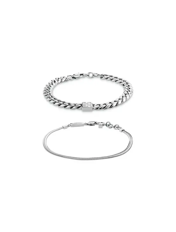 Calvin Klein Contoured Link Bracelet Set - Silver