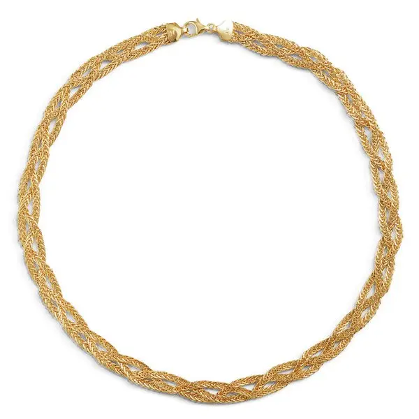 Toscano 14k Yellow Gold 3-row Wheat Chain Necklace - Yg