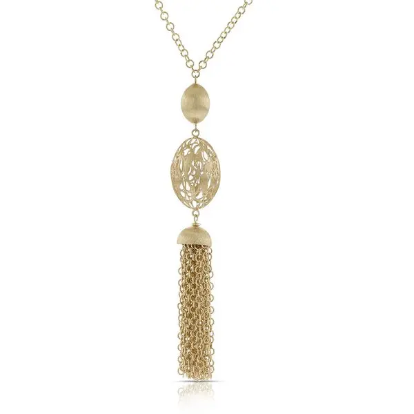 TOSCANO Openwork Filigree Bead & Tassel 14k Necklace - Yg
