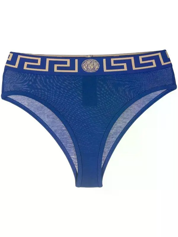 Versace Greca Border High-waisted Briefs - Blue