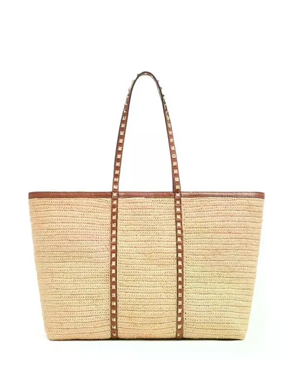Valentino Garavani Rockstud Raffia Tote Bag