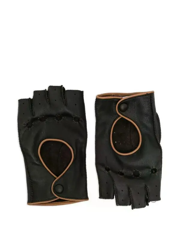 Canali Perforated Leather Gloves - Brown