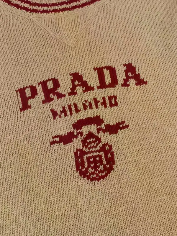 Prada Intarsia Logo Ribbed Wool Vest