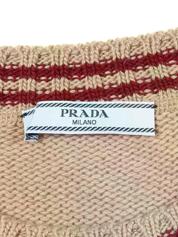 Prada Intarsia Logo Ribbed Wool Vest