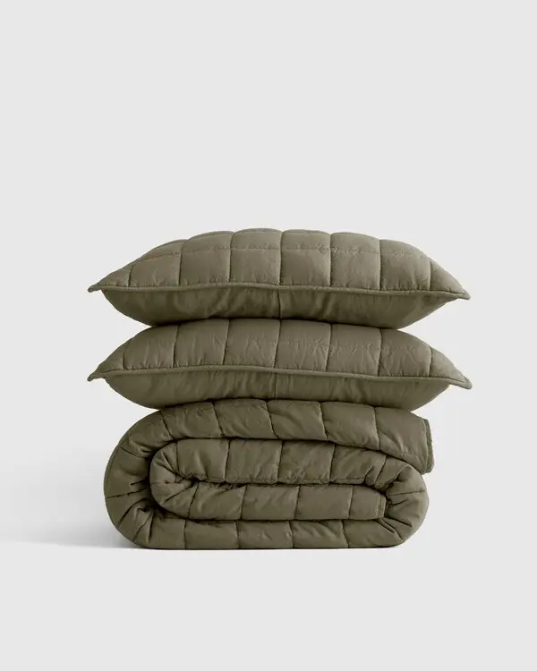 Quince Quilt Set - Dusty Olive