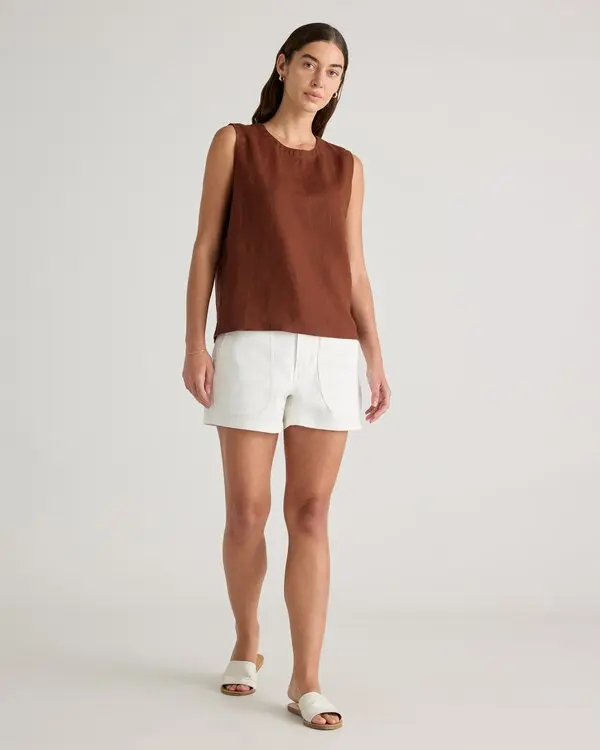 Quince Organic Stretch Cotton Twill Utility Shorts - Ivory