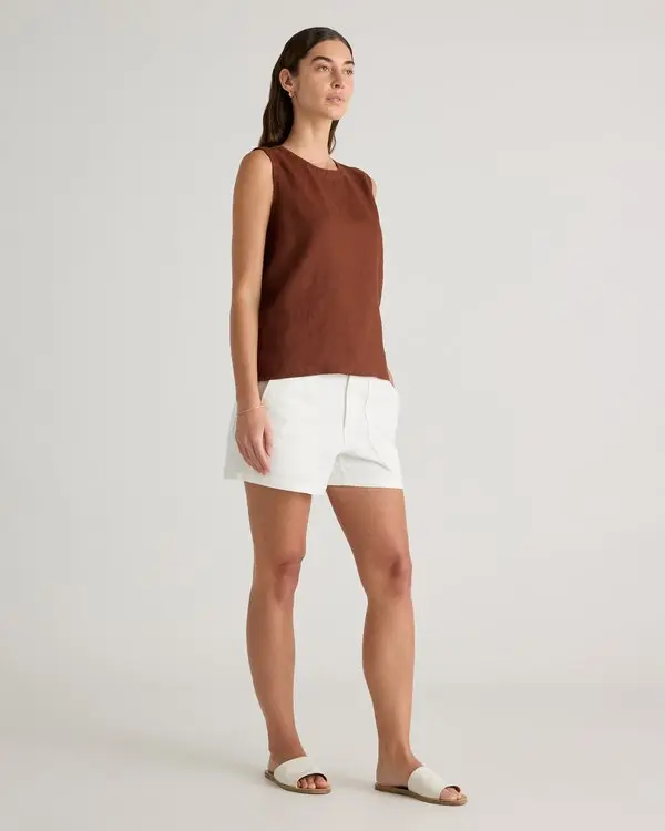 Quince Organic Stretch Cotton Twill Utility Shorts - Ivory