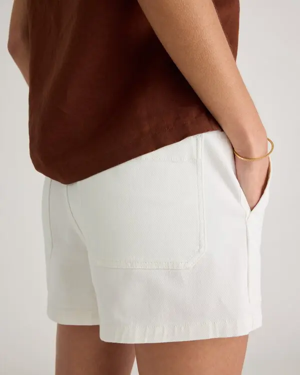 Quince Organic Stretch Cotton Twill Utility Shorts - Ivory