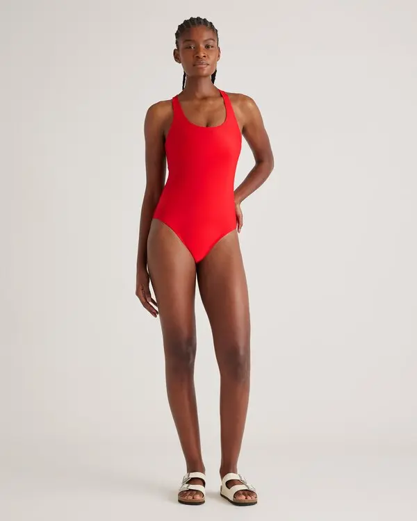 Quince Italian Cross-back One-piece Swimsuit - Cherry