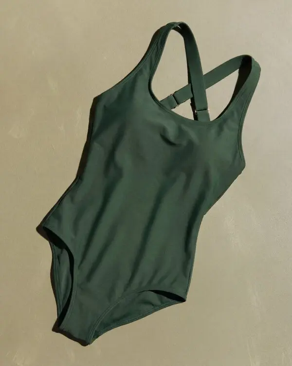 Quince Italian Cross-back One-piece Swimsuit - Palm