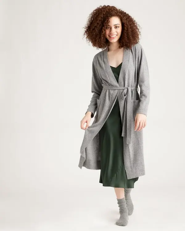 Quince Mongolian Cashmere Robe - Heather Grey