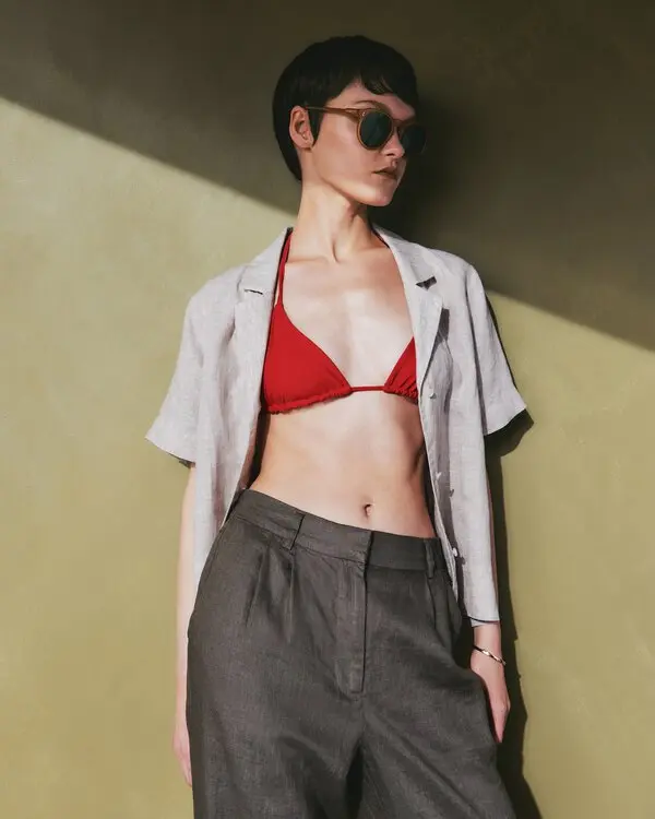 Quince Italian Triangle Bikini Top - Cherry