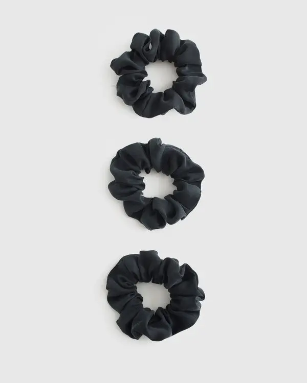 Quince Silk Scrunchies Set Of 3 - Black