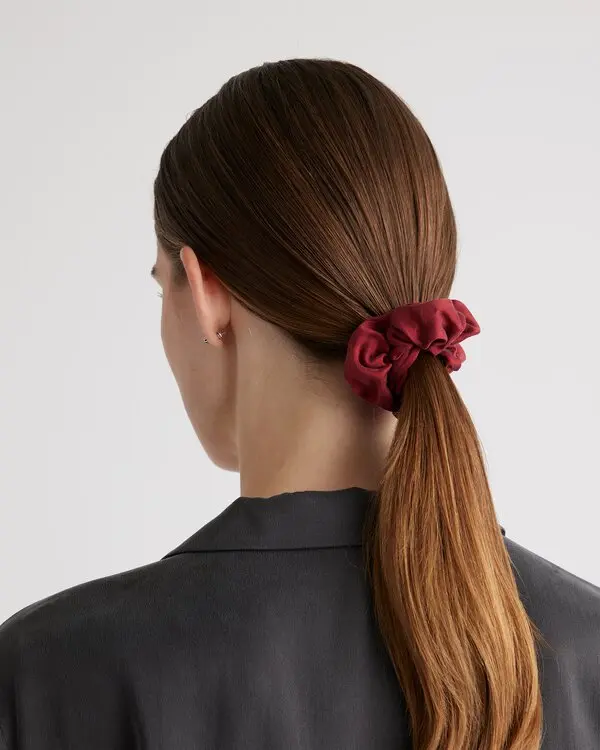 Quince Silk Scrunchies Set Of 3 - Charcoal/indigo/crimson