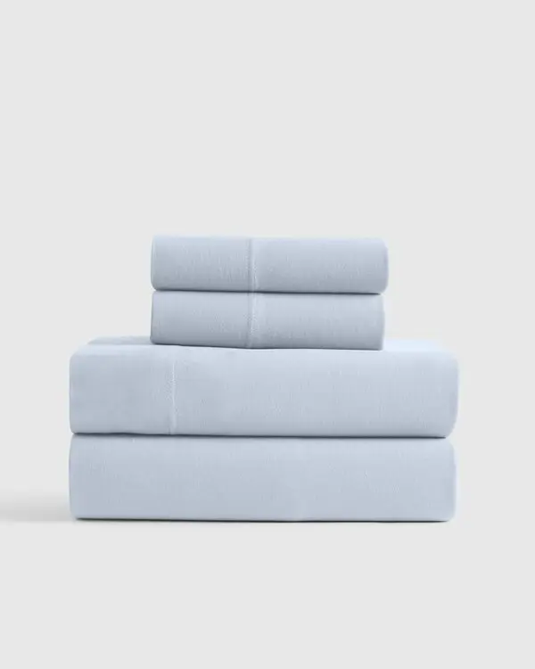 Quince Organic Jersey Sheet Set - Light Blue