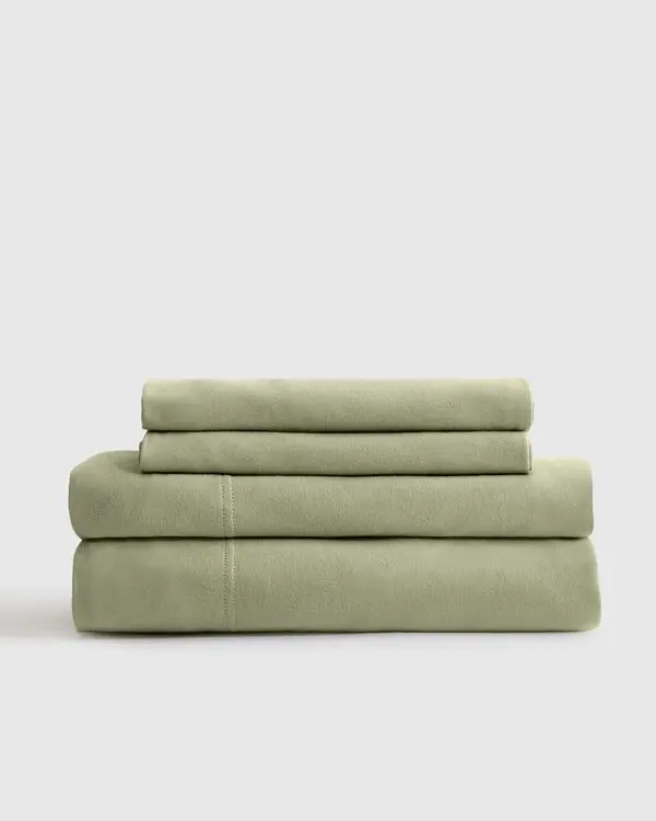 Quince Organic Jersey Sheet Set - Moss