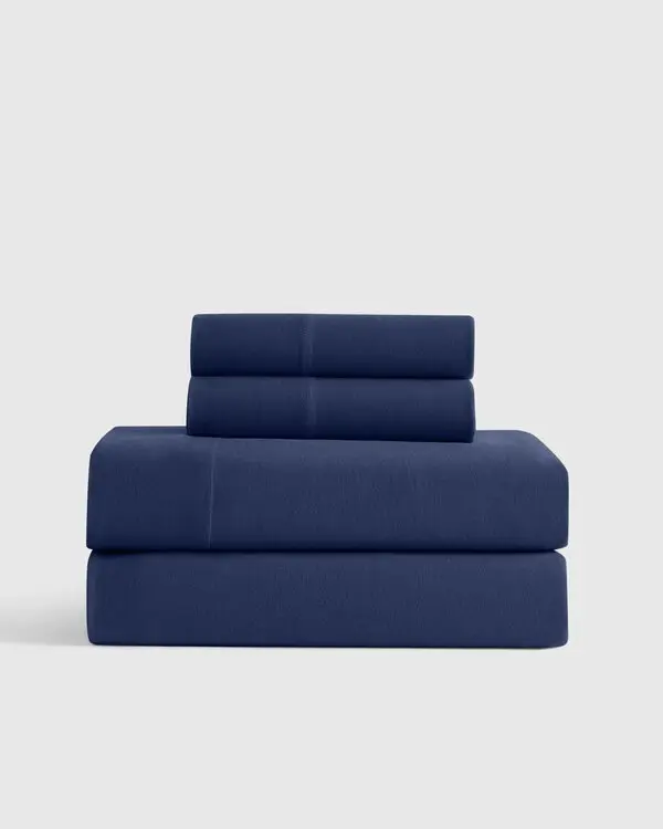 Quince Organic Jersey Sheet Set - Navy