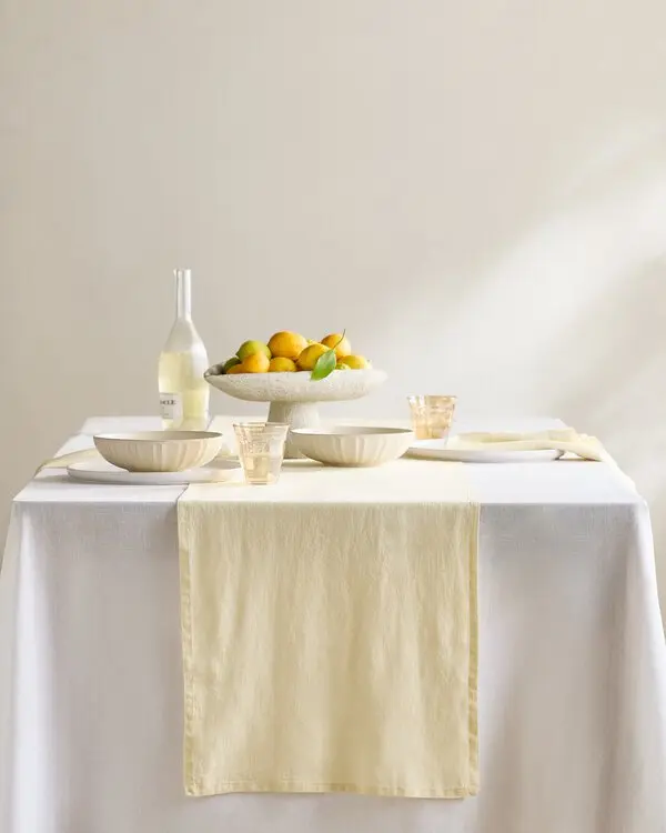Quince European Linen Table Runner - Butter Yellow