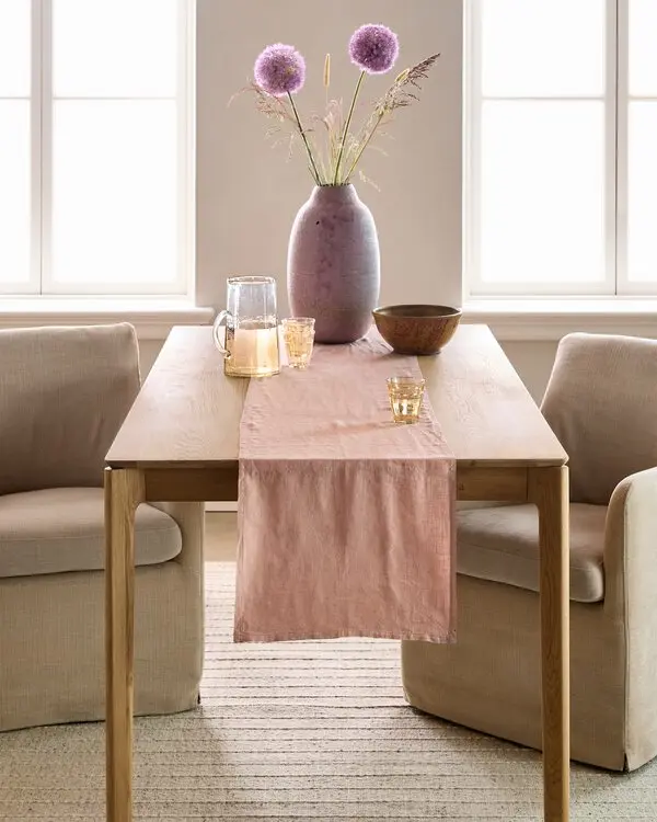 Quince European Linen Table Runner - Dusty Mauve