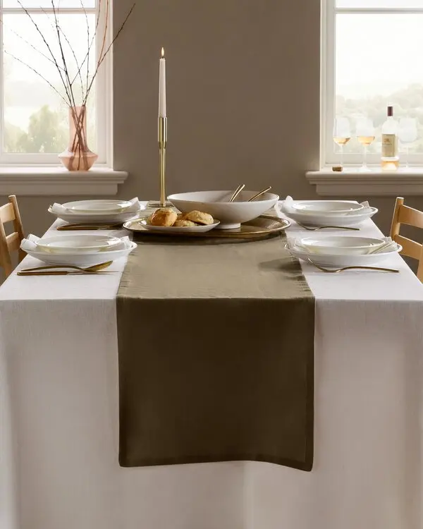 Quince European Linen Table Runner - Dusty Olive