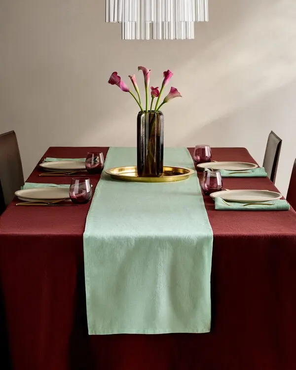 Quince European Linen Table Runner - Jade