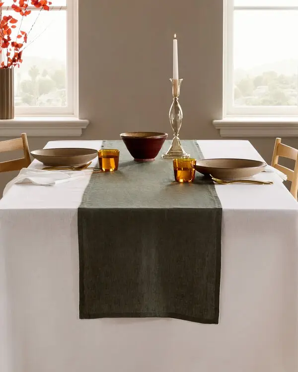 Quince European Linen Table Runner - Pine