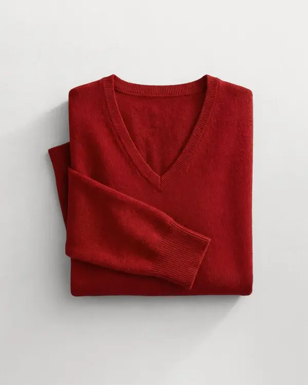 Quince Cashmere V-neck Sweater - Varsity Red
