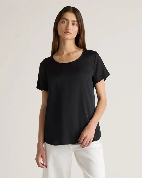 Quince Washable Silk Stretch T-shirt - Black