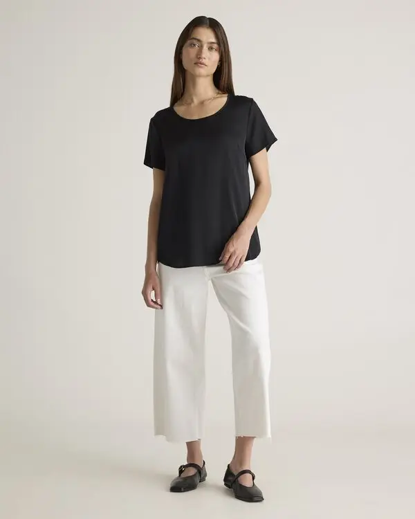Quince Washable Silk Stretch T-shirt - Black