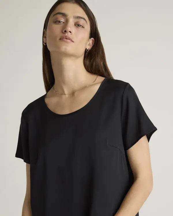 Quince Washable Silk Stretch T-shirt - Black