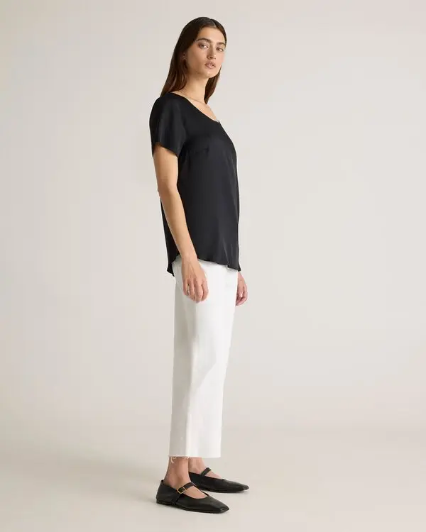 Quince Washable Silk Stretch T-shirt - Black